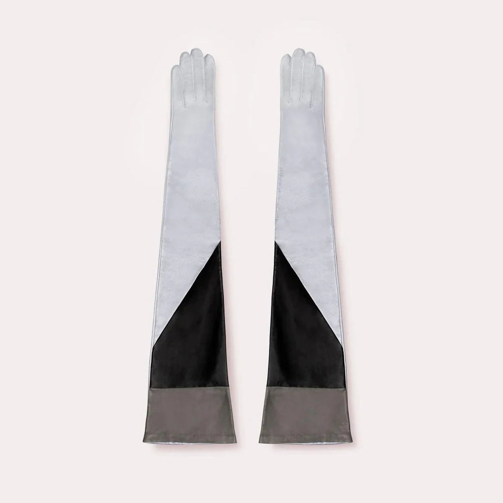 Colorblock Metallic Extended Runway Opera Gloves | Seymoure Gloves
