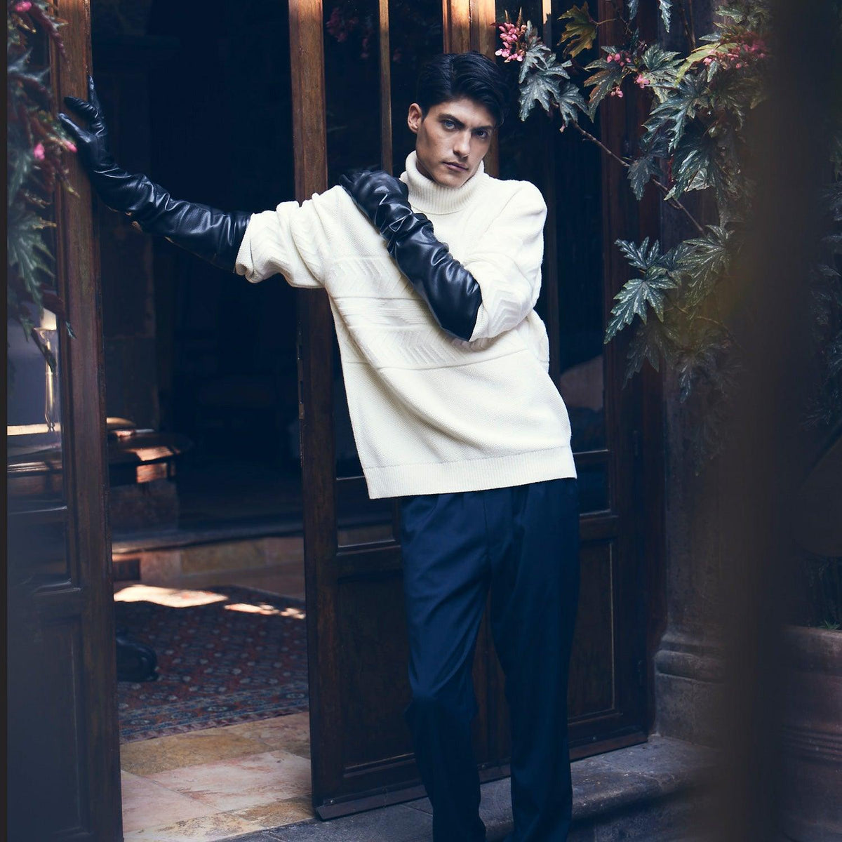 Men's Leather Stacked Opera Glove | 16" Length | Seymoure Gloves